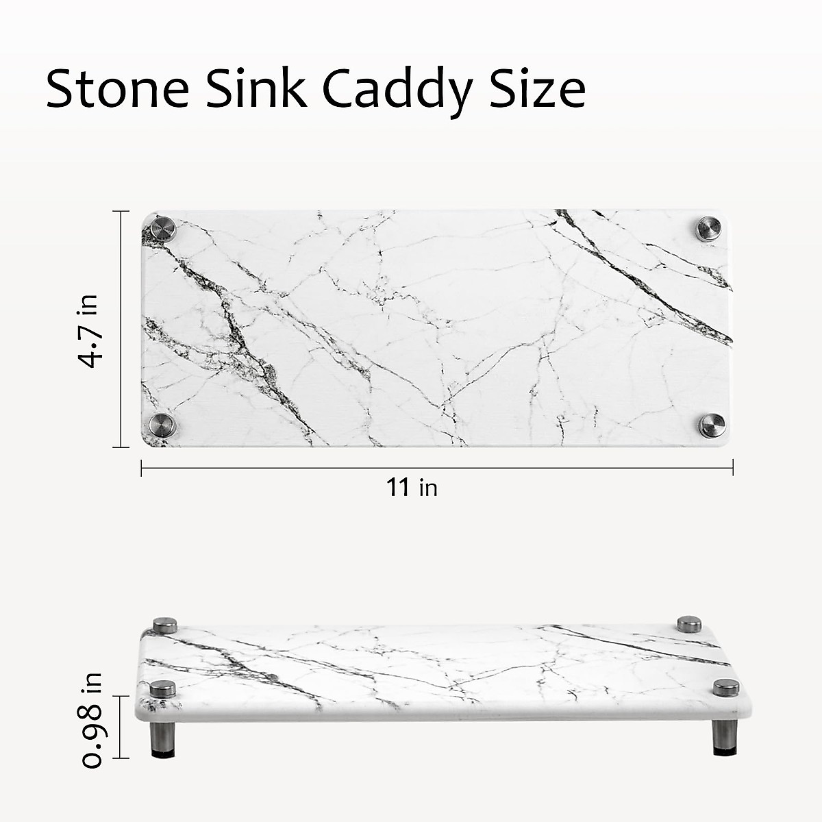 Drying Stone for Kitchen Counter, Water Absorbing Stone Sink Organizer for Bathroom Diatomaceous Earth Stone Drying Tray Instant Dry Sink Caddy Soap Dispenser Sponge Holder
