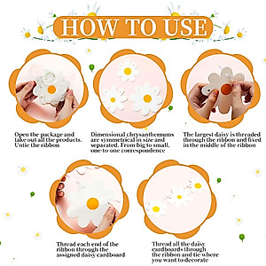 Henoyso 12 Packs Daisy Groovy Boho Party Banners, Daisy Garland Kit Daisy Hanging Swirl Daisy Paper Cutouts White Daisy Party Decorations for Home Classroom Shower Birthday Party Favor Supplies