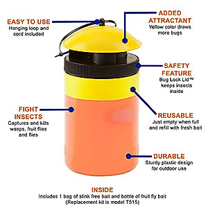 TERRO T515 Wasp & Fly Trap Plus Fruit Fly – Refill, 1 Pack