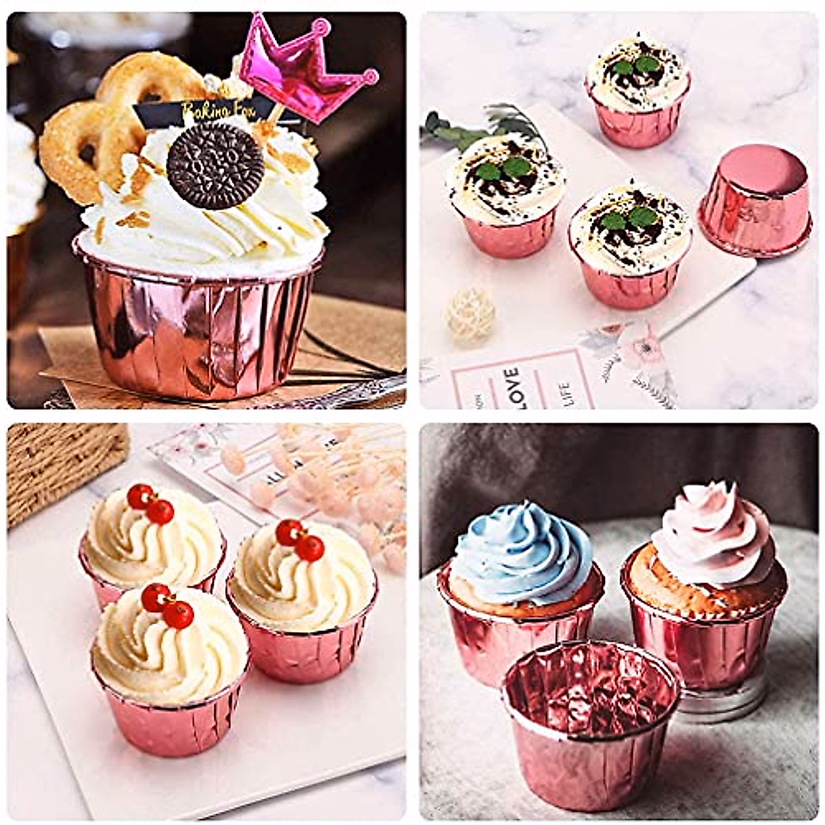 Aluminum Foil Cupcake Cups Cupcake Liners 50Pcs Disposable Ramekin MuffinBaking Cups Little Foil Cups Cupcake Ramekin Holder Cups Ramekins for Baking Foil Baking Cups