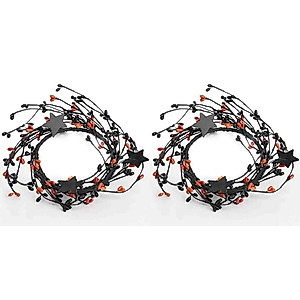 Halloween Mix Candle Ring Orange Black with Stars | 2 Pc | 4 inch Pip Berry