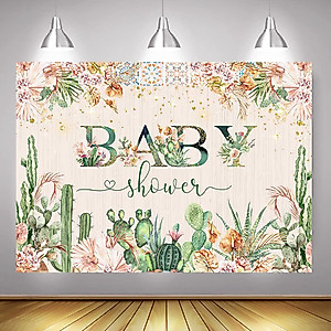 Mocsicka Boho Fiesta Baby Shower Backdrop for Girl Cactus Baby Shower Party Decorations MexicanTaco Bout Baby Background Cake Table Banner(7x5ft (82x60 inch))