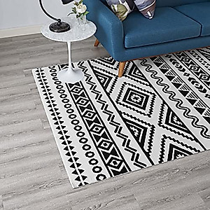 Modway Haku Geometric Moroccan Tribal 8x10 Area Rug With Contemporary Design In Black and White