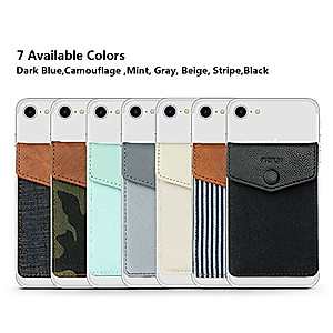 FRIFUN Card Holder for Back of Phone with snap Ultra-Slim Self Adhesive Phone Wallet Stick on Cell Phone Android All Smartphones RFID Blocking Sleeve Covers Credit Cards and Cash (Black)