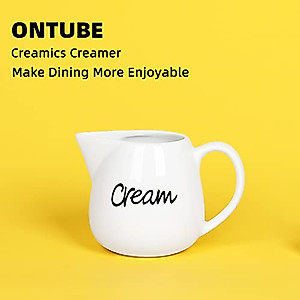 ONTUBE Porcelain Creamer, Ceramics Milk Creamer Pitcher 12OZ (White)