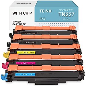 TEINO Compatible Toner Cartridge Replacement for Brother TN227 TN-227 TN223 use with Brother Brother MFC-L3770CDW, MFC-L3710CW, MFC-L3750CDW, HL-L3270CDW, HL-L3290CDW, HL-L3230CDW TN227 (5-Pack)