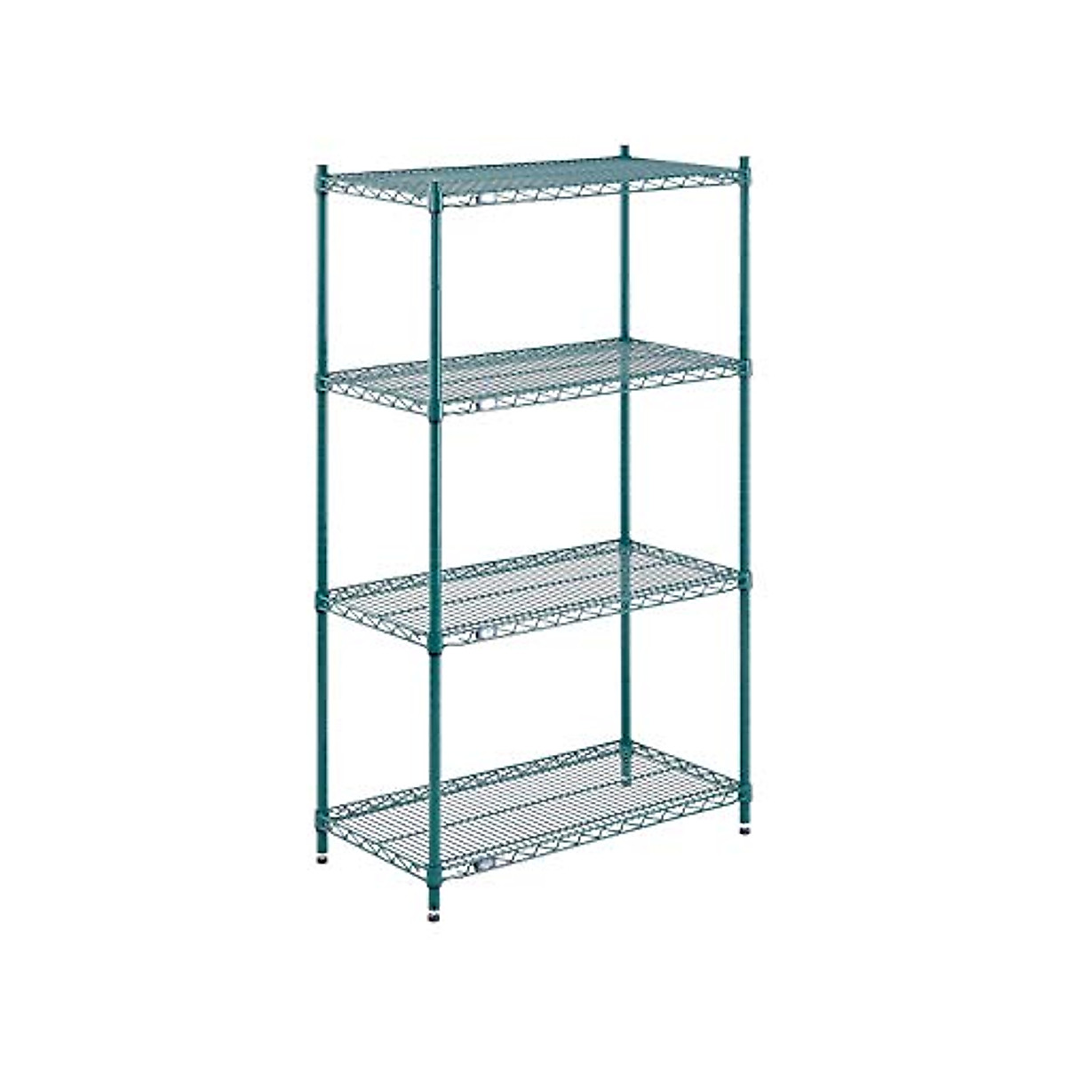 4-Shelf Wire Shelving Unit, Green Finish, 18"W x 36"L x 63"H