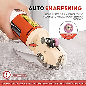 CGOLDENWALL Electric Rotary Fabric Cutter, Multi-layer Electric Fabric Scissors, 0.86" Cutting Thickness, for Cloth Fabric Leather and Carpet, with Replacement Blades, Sharpening Stones and more, 110V