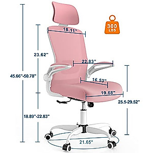 Mimoglad Office Chair, High Back Ergonomic Desk Chair with Adjustable Lumbar Support and Headrest, Swivel Task Chair with flip-up Armrests for Guitar Playing, 5 Years Warranty