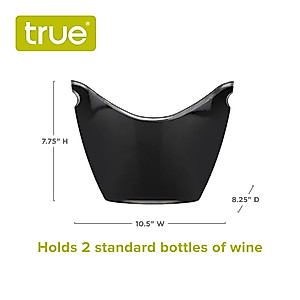 True Modern Wine & Champagne Bucket | Black Ice Beverage Tub - Indoor & Outdoor Drink Bucket for Parties - 2 Bottles Capacity Champagne & Wine Chiller Bucket - 10.5" x 8.25" x 7.75"