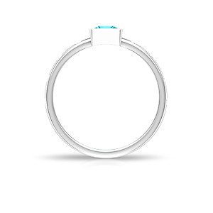 Rosec Jewels Certified Natural Swiss Blue Topaz Diamond Promise Ring, AAA Quality, Blue Topaz Diamond Commitment Ring - Ready to Gift, 14K White Gold, Size:US 5.00