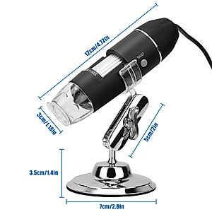 Zerone Digital Magnifier, 1600X Digital Microscope Magnifier S4T-30W-D 8 LED Microscope Endoscope Camera Video w/Stand