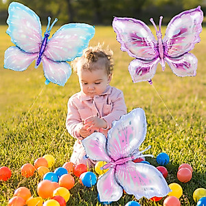 6 Pieces 39 Inches Butterfly Balloons - Large Gradient Butterflies Foil Mylar Balloons for Birthdays, Garden, Spring Decorations, Butterfly-Themed Events, Baby Shower, and Wedding Party Supplies