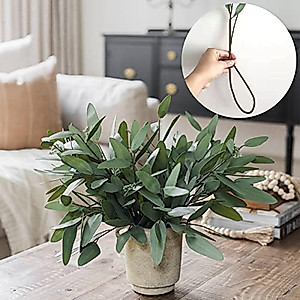 ANNIE&PANDA 3 Pack Faux Real Touch Artificial Eucalyptus Stems with Seeds 31'' Tall Fake Plants Leaves Olive Tree Branches Faux Greenery Stems for Bridal Wedding Bouquet Vase Table Centerpiece Decor
