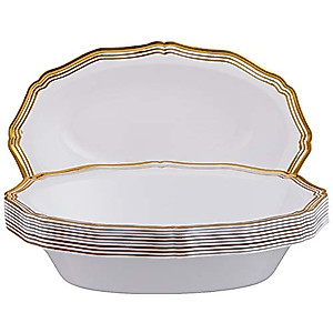 Elegant Aristocrat Collection White/Gold Dessert Bowls (Pack of 10) - Unmatched Quality - Perfect for Dinner Parties & Special Occasions