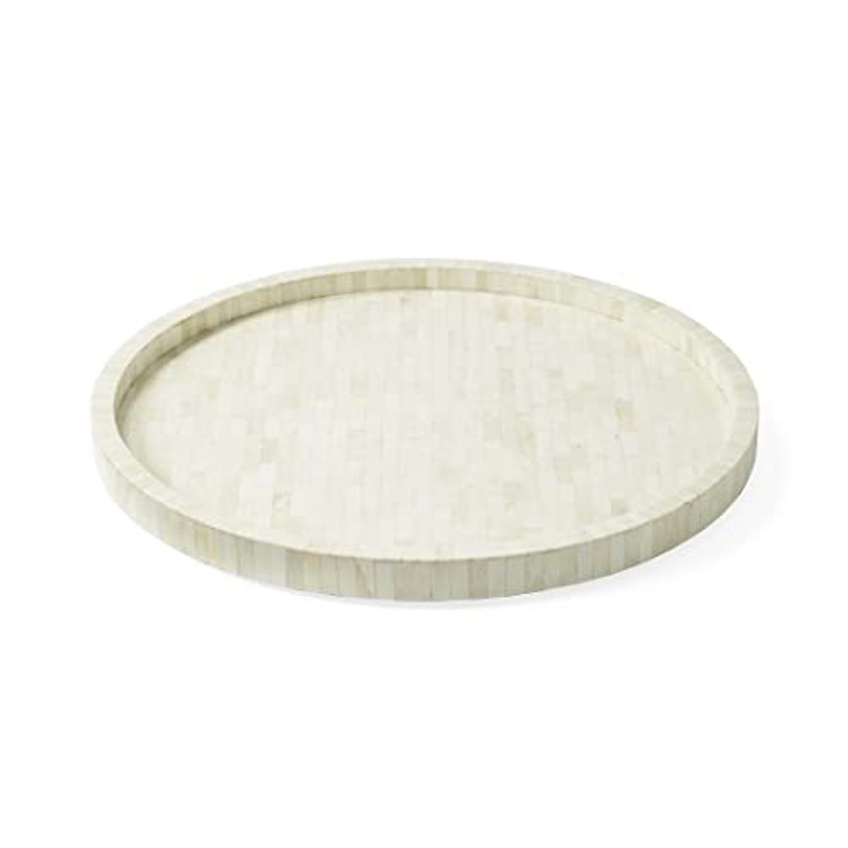 Handmade White Bone Inlay Round Tray | Decorative Serving Tray | Ideal Ottoman Tray | Christmas Gifts | Liquor Serving Tray for Home Décor Purpose - Fairdeal Handicrafts