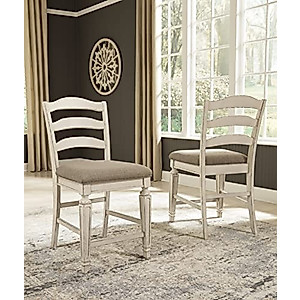 Signature Design by Ashley Realyn French Country 24.13" Counter Height Upholstered Barstool, 2 Count, Chipped White