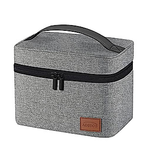 Aosbos Insulated Lunch Box for Men Women, Reusable Lunch Tote Bag Soft Lunch Cooler Bags Adult Thermal Lunch Boxes Lunch Pail Meal Prep Container with Back Pocket for Work Office Outdoor, Gray