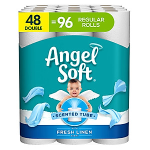 Angel Soft® Toilet Paper with Fresh Linen Scented Tube, 48 Double Rolls = 96 Regular Rolls, 2-Ply Bath Tissue