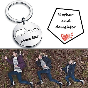 Zuo Bao Sweet Mama and Baby Bear Keychain Mother Daughter Jewelry for Bonus Mom (2 cub Keychain)