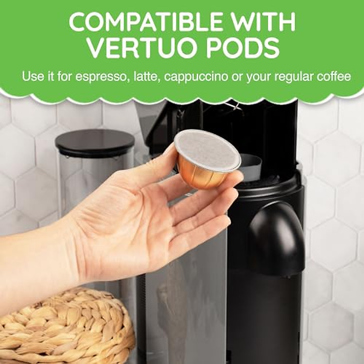 My-Cap Coffee Pod Paper Filters for use with Caps - Reuse Capsules for Vertuo Line Brewers - Coffee Paper Filters (Pack of 100)