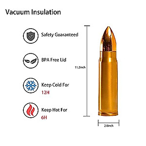 Water Bottle Coffee Mug Thermos Bullet thermos tumbler Vacuum Insulated Double Wall Keeps Liquid Hot or Cold Father 's day Gifts for Husband Tactical 17oz 500mL Outdoor Travel