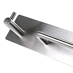 Sumnacon Towel Bar Rack with Hook, 13.38 Inch 3M Self Adhesive Stainless Steel Towel Holder Organizer for Bathroom Kitchen Bedroom, Brushed Finish (Towel Rack with Hook)