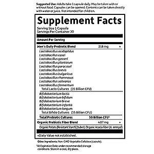Garden of Life Probiotics for Men - Dr Formulated 50 Billion CFU Probiotic + Prebiotic Fiber for Men’s Digestive & Immune Health, 15 Strains, Daily Constipation Relief, Gas & Bloating, 30 Capsules
