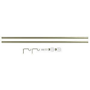 Umbra Leona Modern 1 Curtain Rod, Includes 2 Matching Finials, Brackets & Hardware, 36 to 72-Inch, Brass
