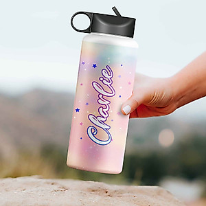Teewarrior Personalized Water Bottle Unicorn Water Bottle For Kids Women Girls Teen Magical Unicorns Sports Bottles Birthday Gifts For Women, Back To School Gifts Custom Travel Cup with Name (Ver-4)