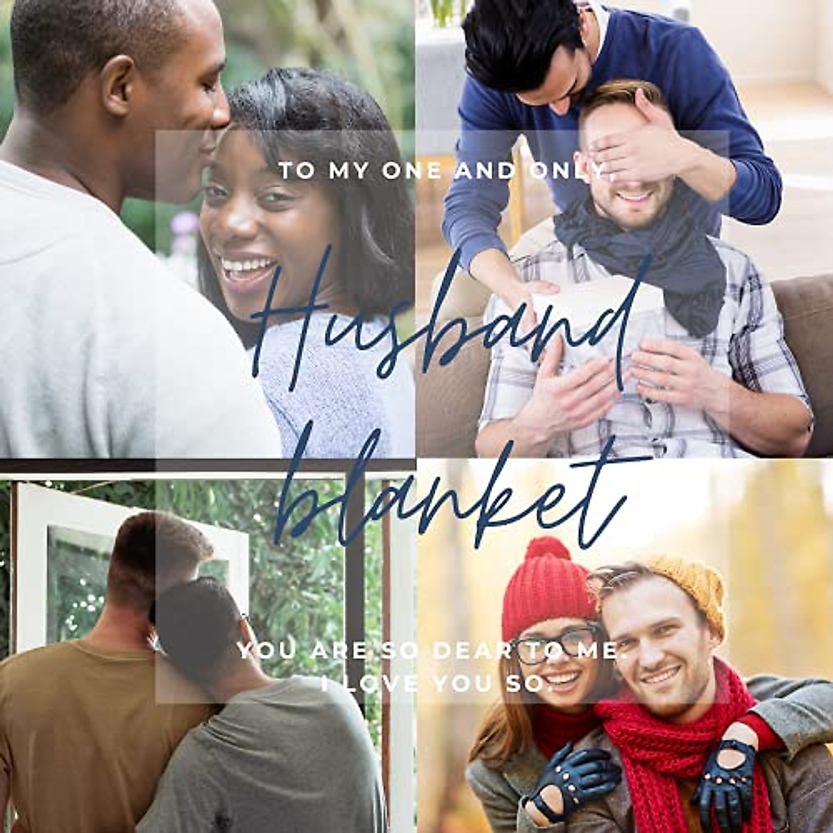 InnoBeta Husband Blanket, Flannel Throw Blanket for Hubby and Dad on Birthday, Anniversary, Christmas, Valentine's Day (Husband Father King Blessed Man, Blue, 50"x 65")