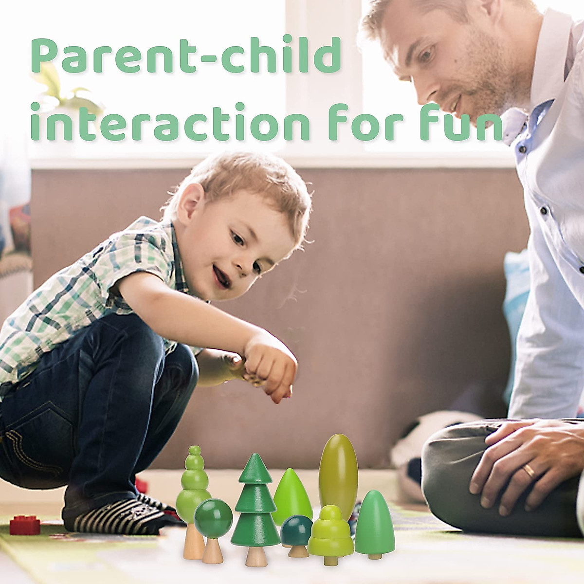 Youuys Wooden Craft Forest Trees Toys, 8 Pcs Finished Scene Mini Tree Kit Craft Set - Cake Topper - for Early Educational Preschool Classroom Project Montessori Toys