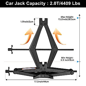 IMAYCC Scissor Lift Jack, Compact Car Jack Kit for Auto SUV, RV, MPV with Smart Ratchet Design, Heavy Duty Tire Changing Kit Lifting 2 Ton (4409 lbs) Tire Jack.