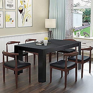 Giantex Dining Table for 6-8, Wood Rectangular Table, 63" L x 31.5" W x 30" H Large Farmhouse Center Table, Home Furniture Kitchen Table, Modern Dining Room Table, Supporting for 330LBS, Black