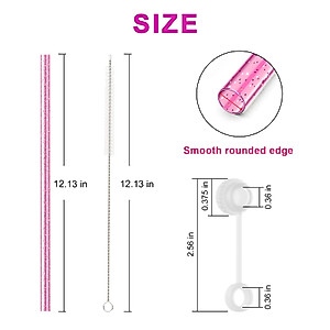 6PCS Straw Cover Replacement Straws for Stanley 40, 30, 20, 14oz Tumbler, Alwenid Reusable Silicone Straw Cap Tips with Glitter Straws Accessories for Stanley H2.0, 1.0 Cup, BPA Free