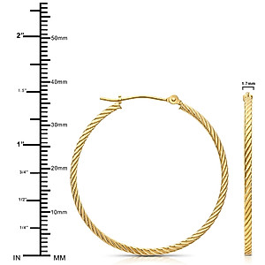 14k Yellow Gold Twisted Square Tube Hoop Earrings (35mm - 1.4'')…