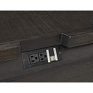 Signature Design by Ashley Chisago Contemporary Rectangular End Table with Outlets and USB Ports, Black & Silver