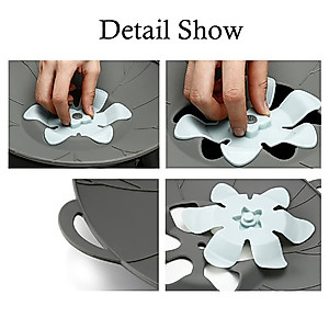 URMONA 3 PCS Spill Stopper Lid Cover, Diameter Length 8.86'' + 10.24'' + 11.42'' Boil Safeguard Lid Cover, Silicone Microwave Splatter Lid for Food, Multi-Function Lid Cover for Kitchen Cooking