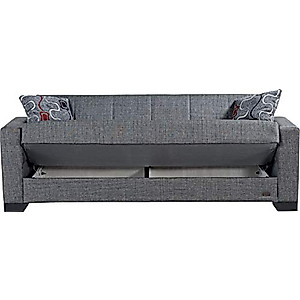 BEYAN SB Gray Vermont Modern Fabric Upholstered Convertible Sofa Bed with Storage, 84"