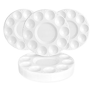 Amazon Basics Round Paint Tray Palettes, White, 15 PCS