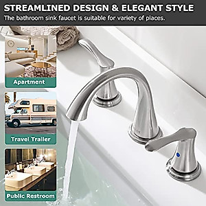 PARLOS Widespread 2 Handles Bathroom Faucet with Metal Pop Up Sink Drain and cUPC Faucet Supply Lines, Brushed Nickel, Demeter 13647