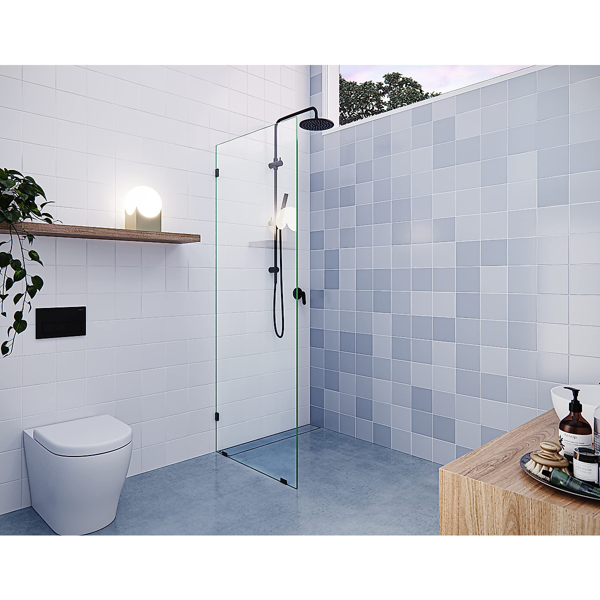 Vela 25.5 in. x 78 in. Fully Frameless Glass Shower Panel - Single Fixed Panel