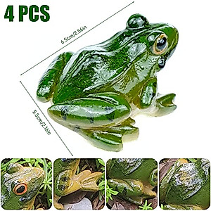 4 Pieces Miniature Frog Statue, Outdoor Garden Frog Figurines Decoration, Mini Cute Frog Figures for Patio Yard Micro Landscape Fairy Garden Ornaments