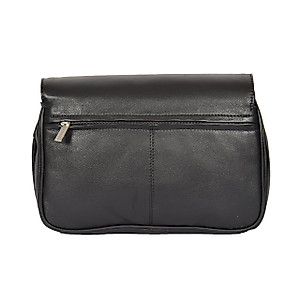 Black Leather Shoulder Bag Womens Classic Flap Over Messenger Casual Handbag Ada