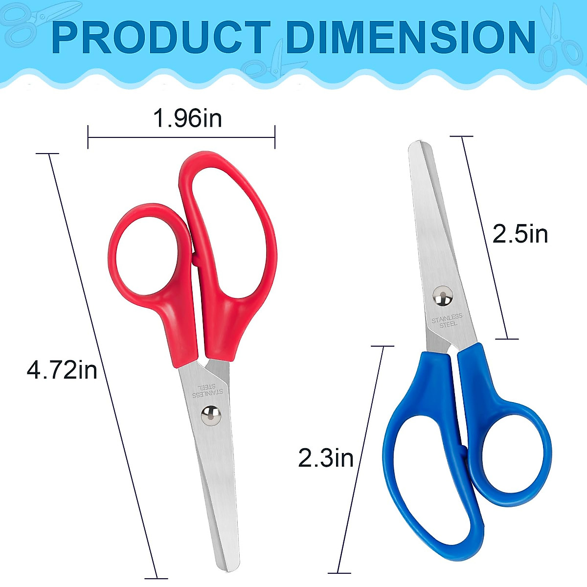 Toidgy 50 Packs Kids Scissors, 5 Inch Scissors Bulk for School, Blunt Tip Scissors for Kids Student Teacher,Kids Safety Scissors for Preschool Classroom Office Home,School Supplies Craft Cutting Paper