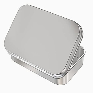 2 Pcs Metal Hinged Tin Box Container Mini Portable Small Storage Container Kit with Lid for Home Storage 3.7x2.3x0.8 inch, Silver