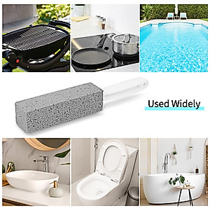 HongWay 6 Pack Pumice Stone Cleaning Brush with Handle, Pumice Scouring Pad for Toilet, Bathtubs, Kitchen Sink, Grill, Household