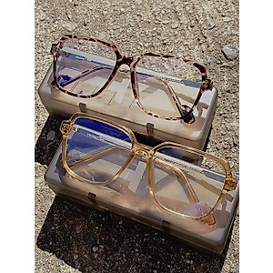VISOONE Oversized Blue Light Blocking Glasses with Chic Square TR90 Frame and Metal Temple for Women Men REMY