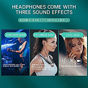 HURKEYE Bluetooth Headphones Neckband 45 Hours Playtime with Microphone Headset, IPX5 Waterproof Sport Earphones Wireless Earbuds for Clear Calls, Music,for Running Workout Fitness (Black)