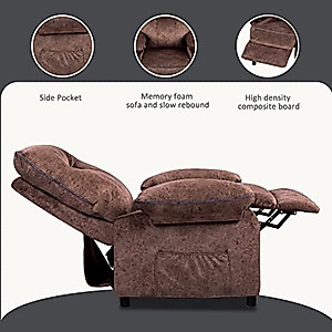 Visentor Massage Recliner Chair, Electric Eecliner, Velvet Living Room Chairs, Lazy Chair Comfy Chair with Heating and Vibration Function, Light Brown